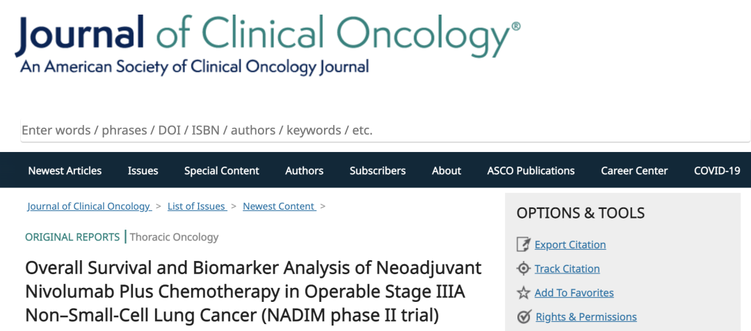 J Clin Oncol：新辅助化疗+纳武利尤单抗治疗可切除非小细胞肺癌，疗效如何？-咚咚肿瘤科